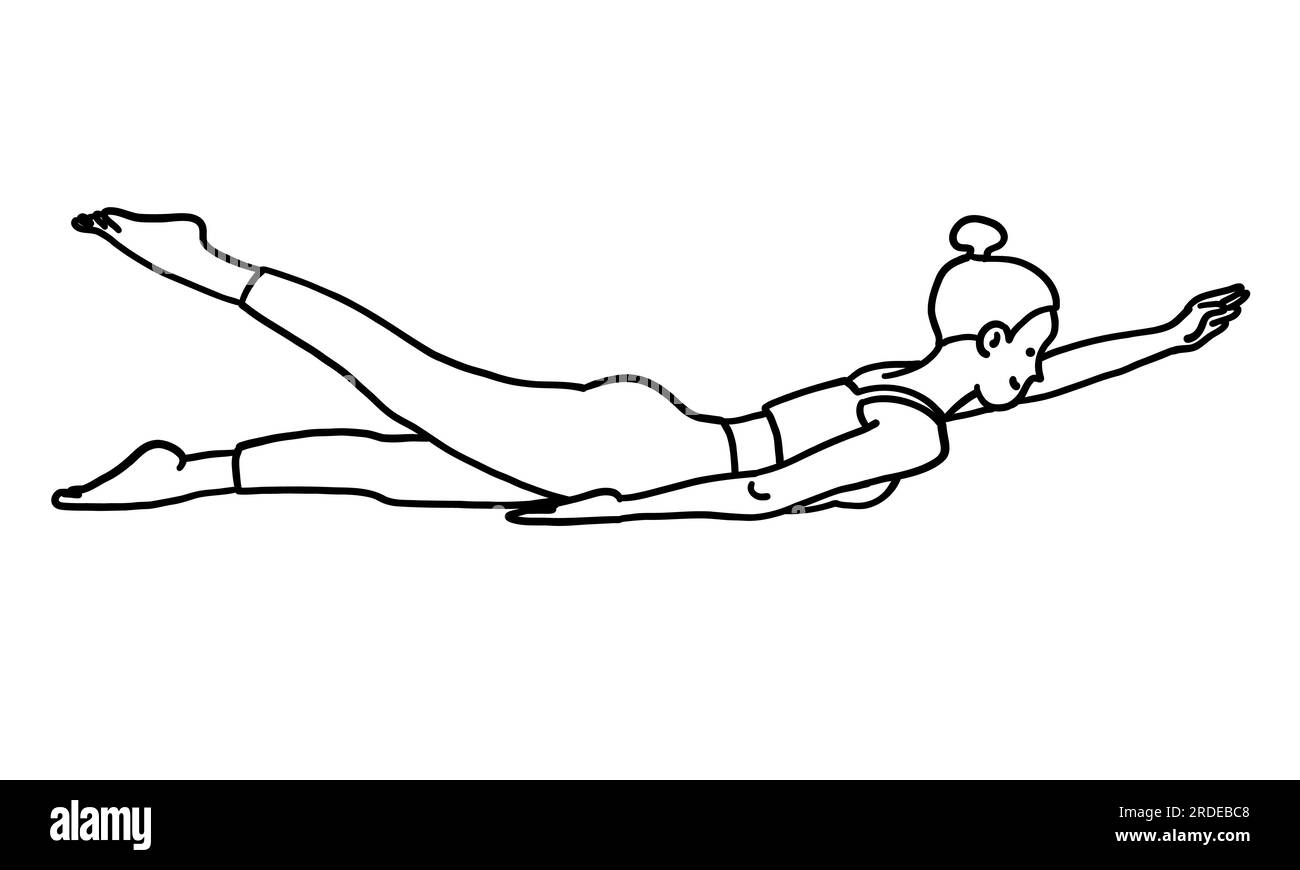 Training in pilates and yoga pose female character. Meditation, pilates ...