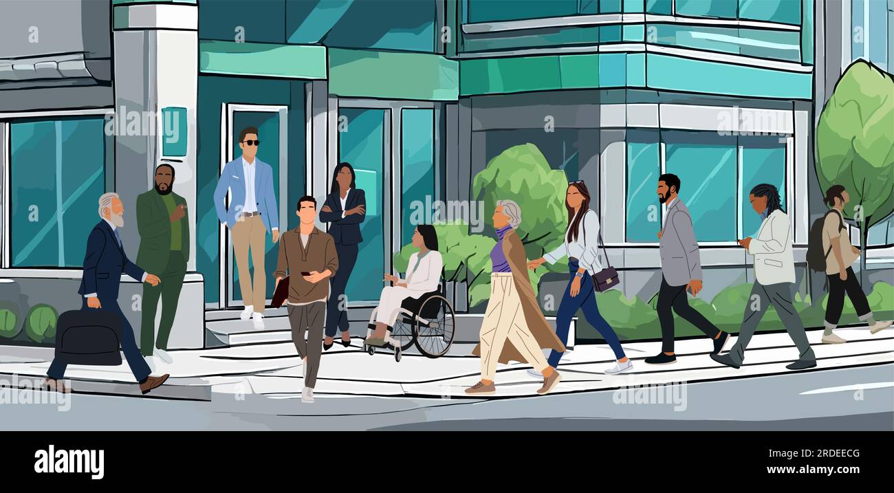 Business people walking on the sidewalk Stock Vector Images - Alamy