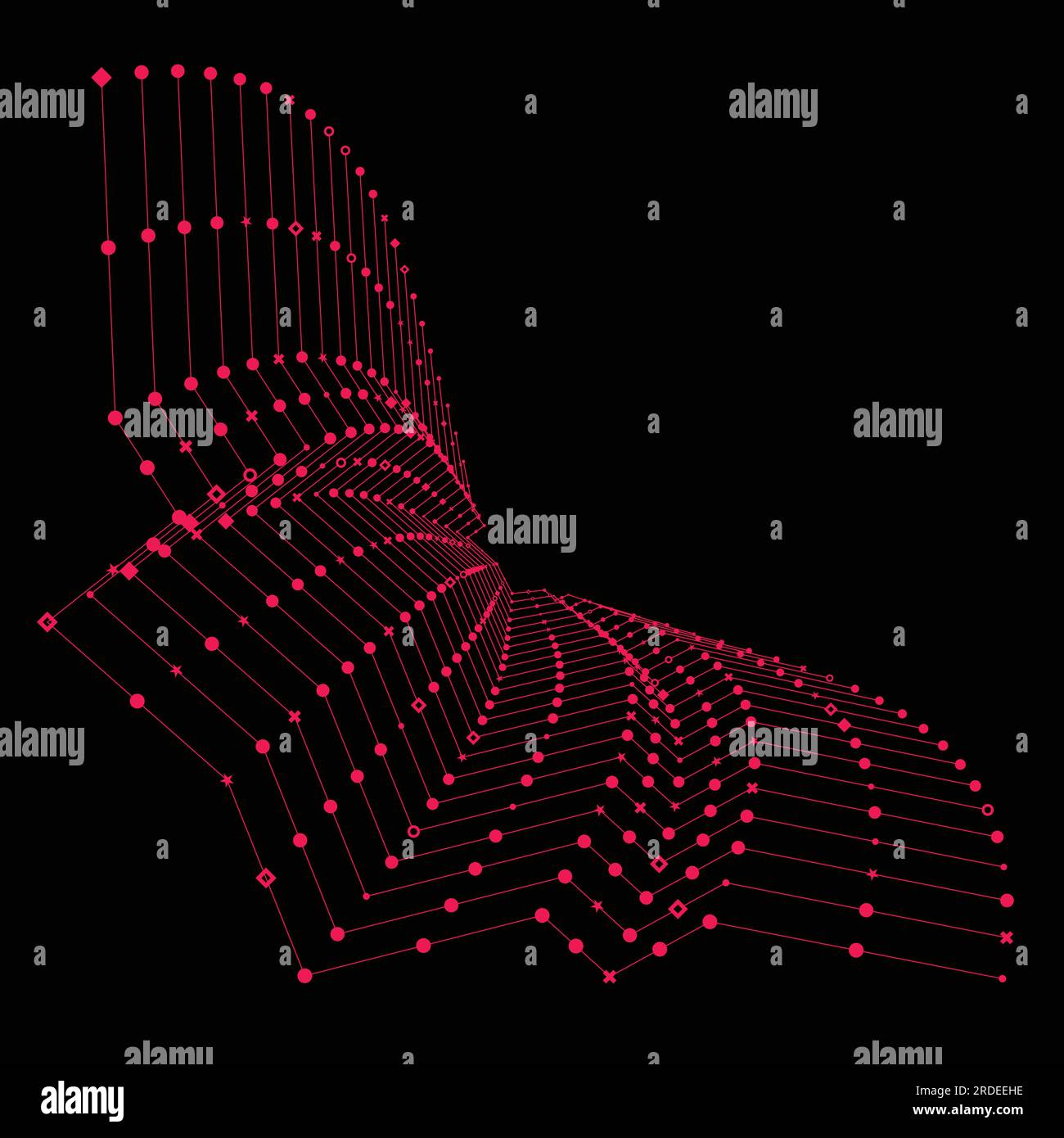 Wavy grid made of connected dots with signs Stock Vector Image & Art ...