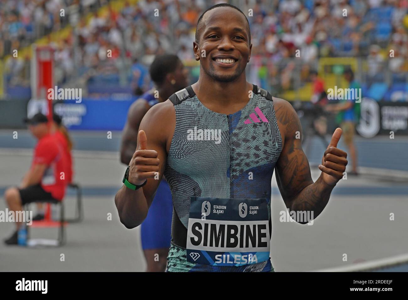 Chorzow, Poland. 16th July, 2023. Akani Simbine (RSA) poses after ...