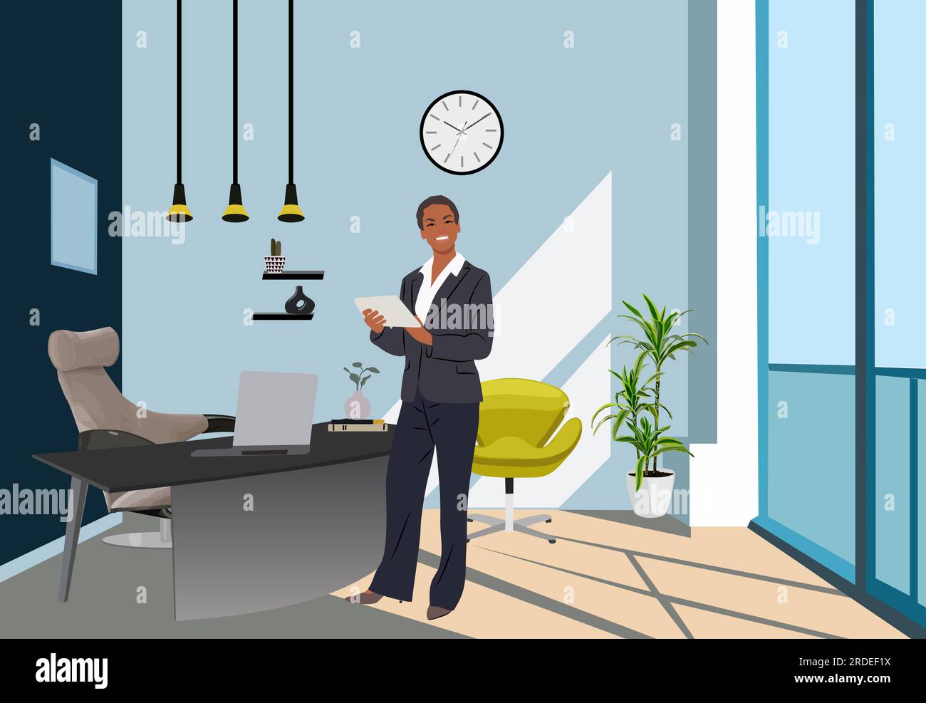 African american businesswoman desk Stock Vector Images - Alamy