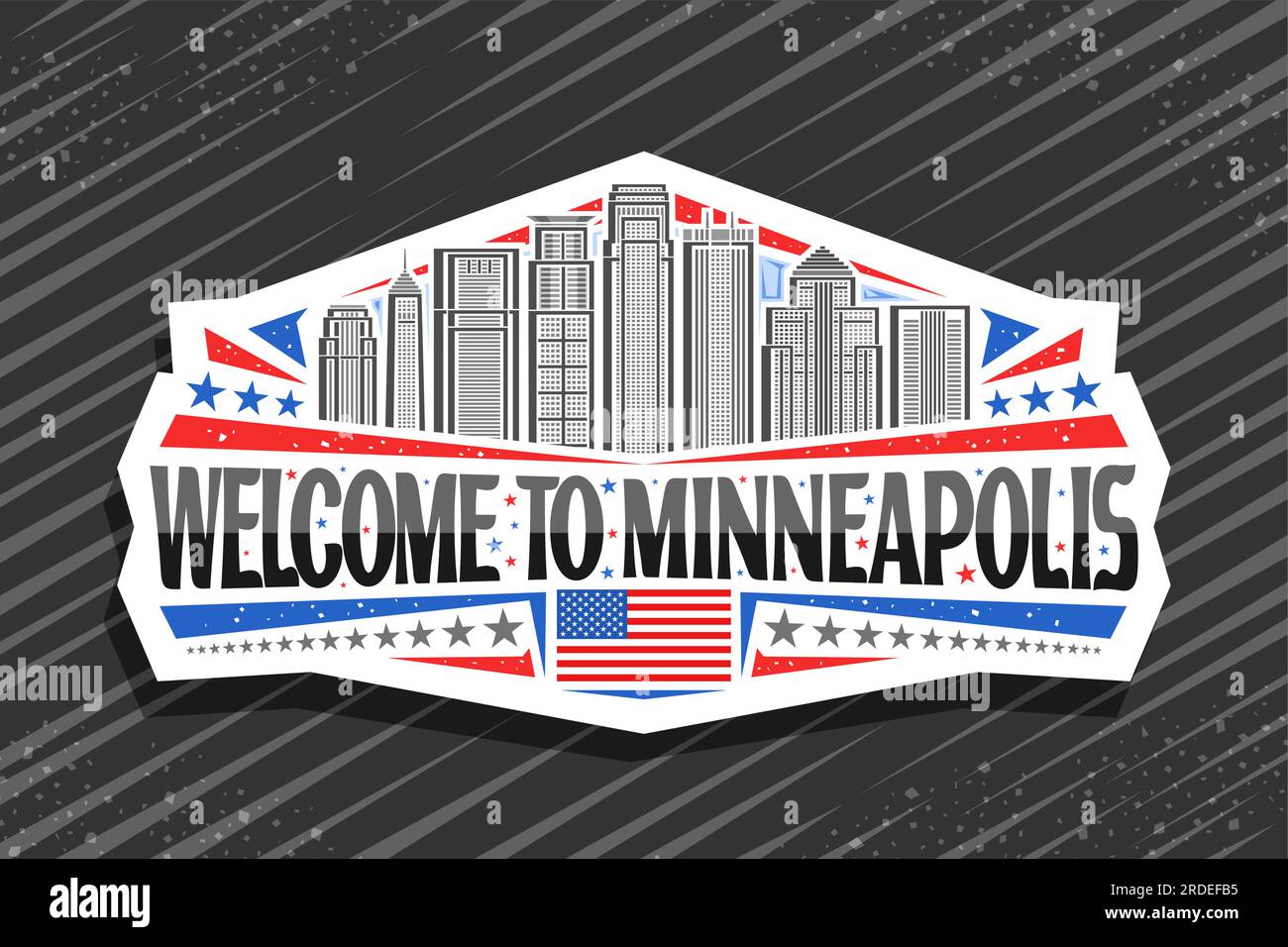 Vector logo for Minneapolis, white decorative tag with line ...