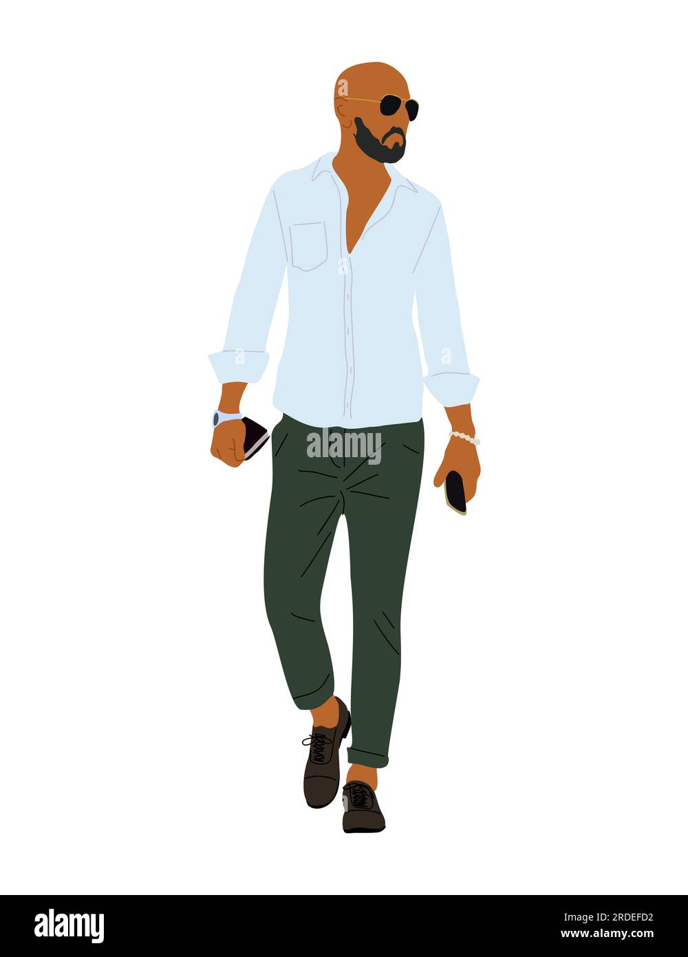Bald bearded man in smart casual outfit vector Stock Vector Image & Art ...
