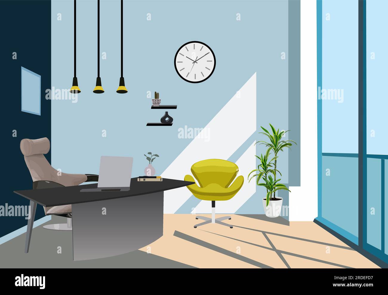 Work place room, modern office Interior, cabinet Stock Vector Image ...