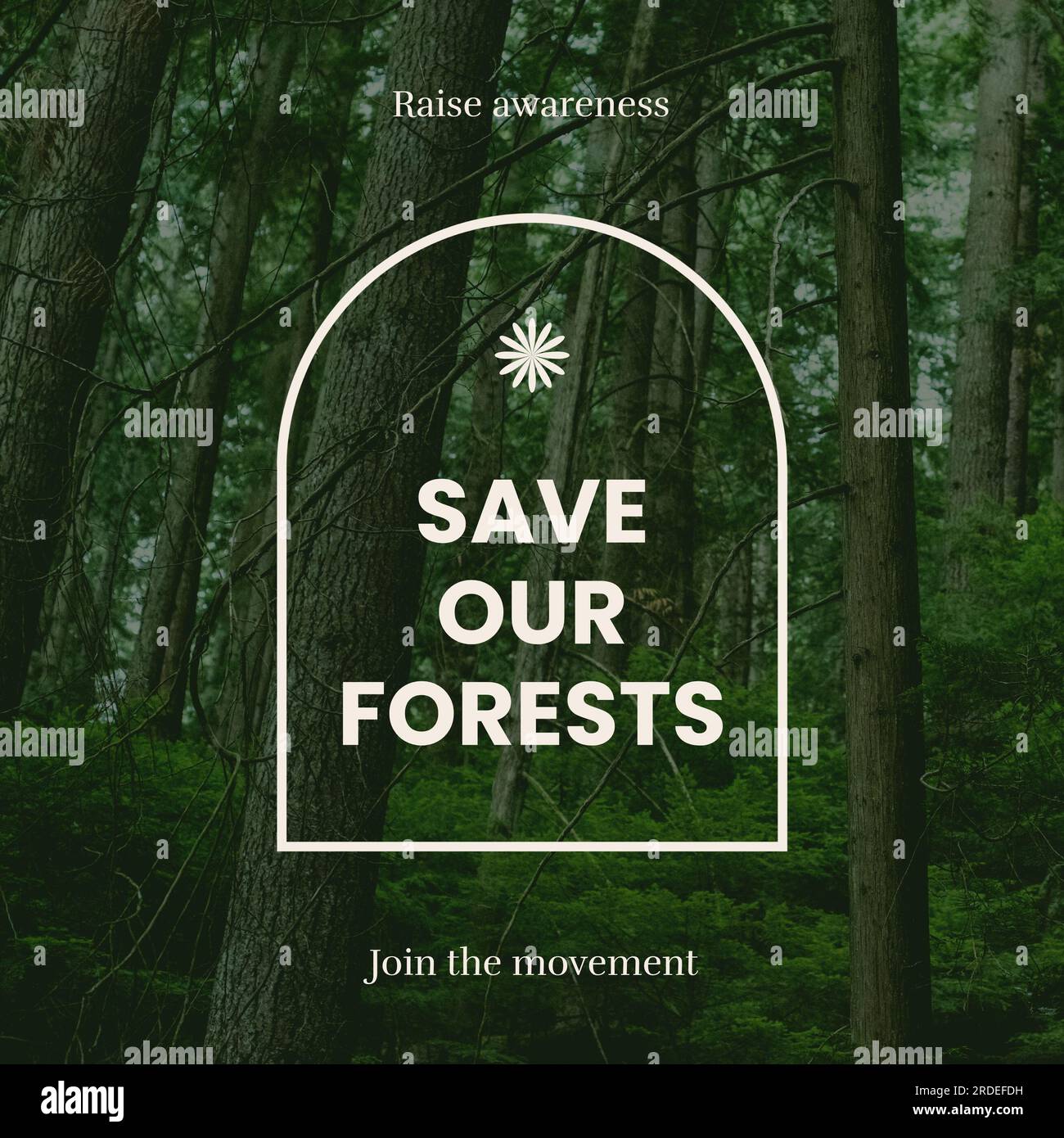 Composite of save our forests text over forest on green background ...