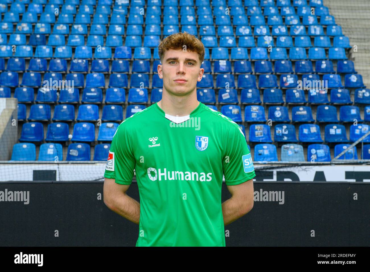 Magdeburg, Germany. 20th July, 2023. Noah Kruth of the football club 1 ...