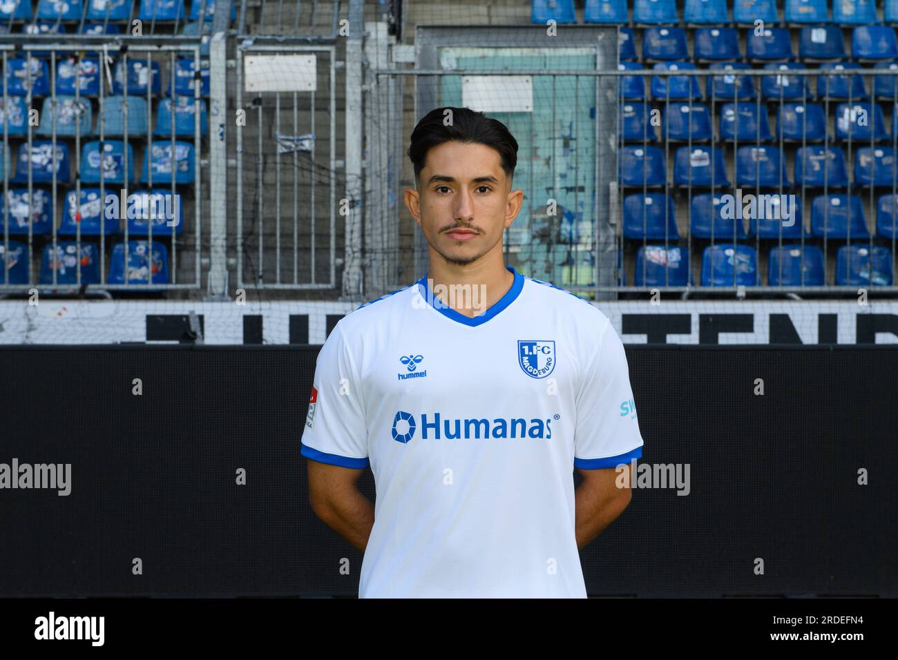 Magdeburg, Germany. 20th July, 2023. Jason Ceka of 1. FC Magdeburg ...