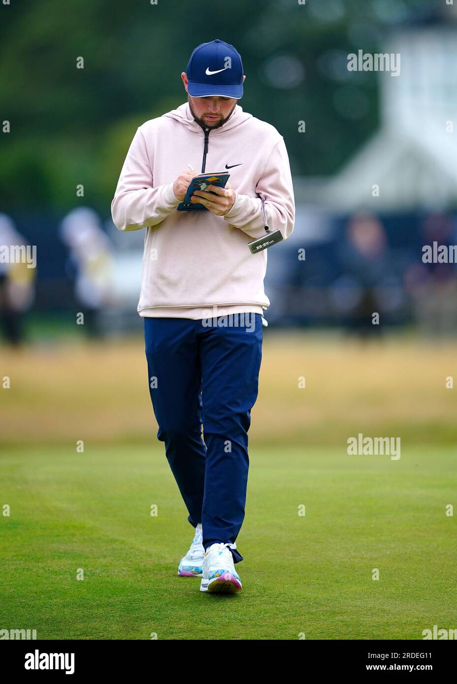 England's Alex Fitzpatrick checks his hole guide during day two of The ...