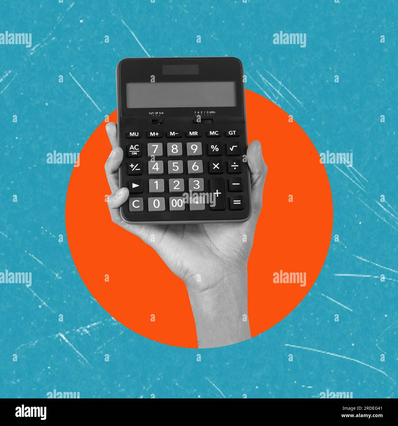 Counting Time. Modern art collage depicting a human hand counting time ...