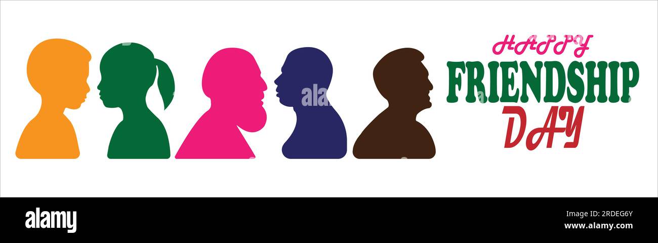 Happy friendship day. Vector illustration of a group of multicolored ...