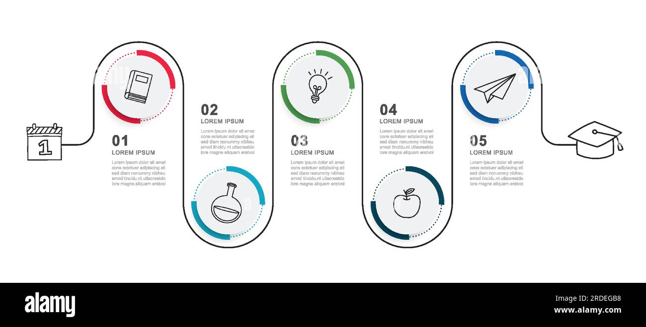 back to school infographics circle timeline with 5 number data template ...