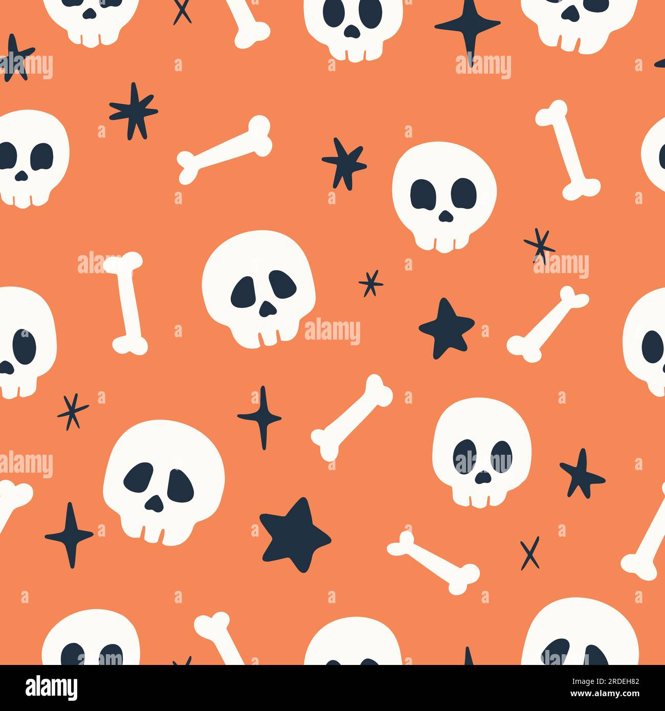 Orange and White Skulls, bones, Halloween pattern Stock Vector Image ...