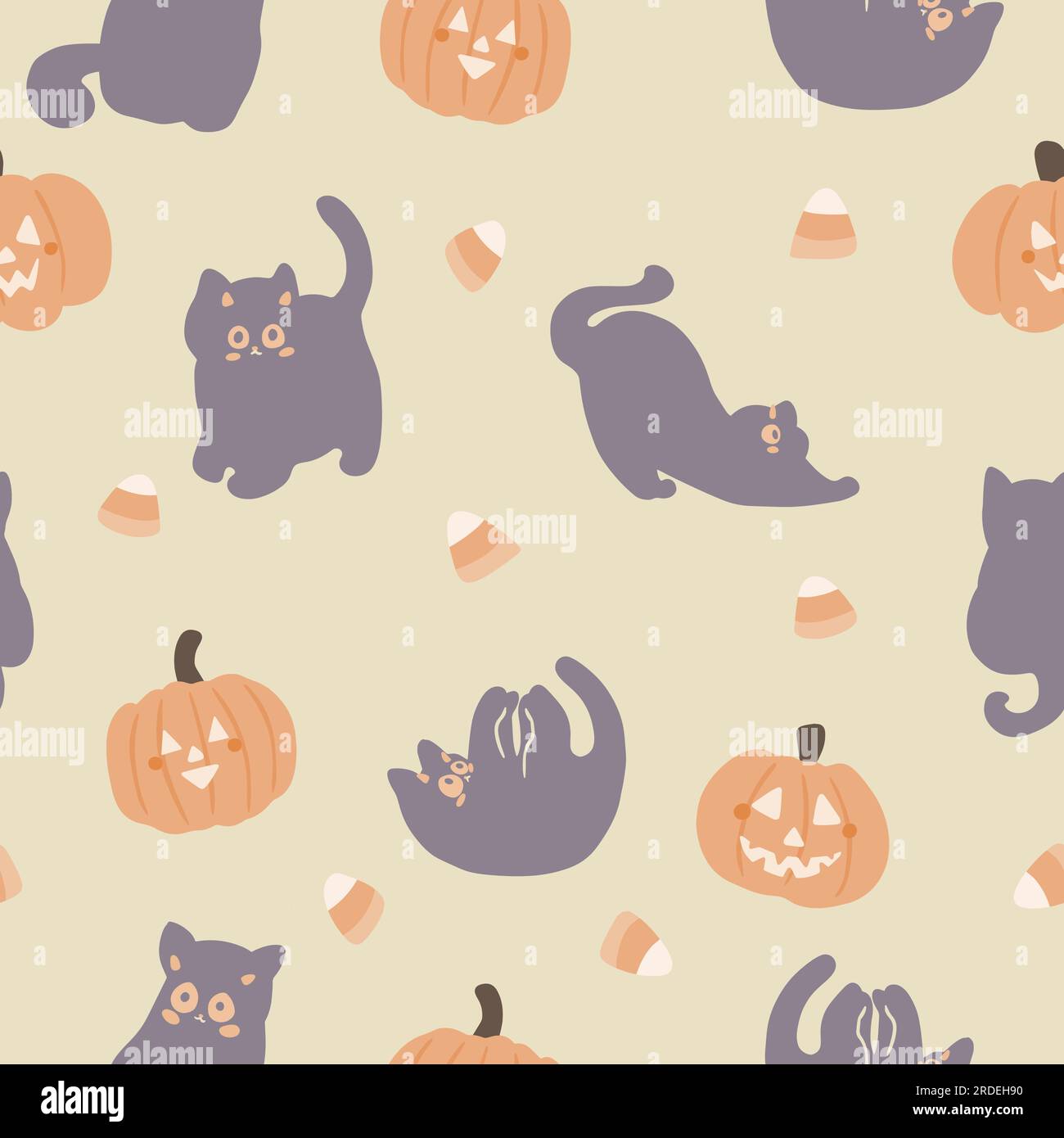 Halloween Cats, Candy, Jack O Lantern Pattern Stock Vector Image & Art - Alamy