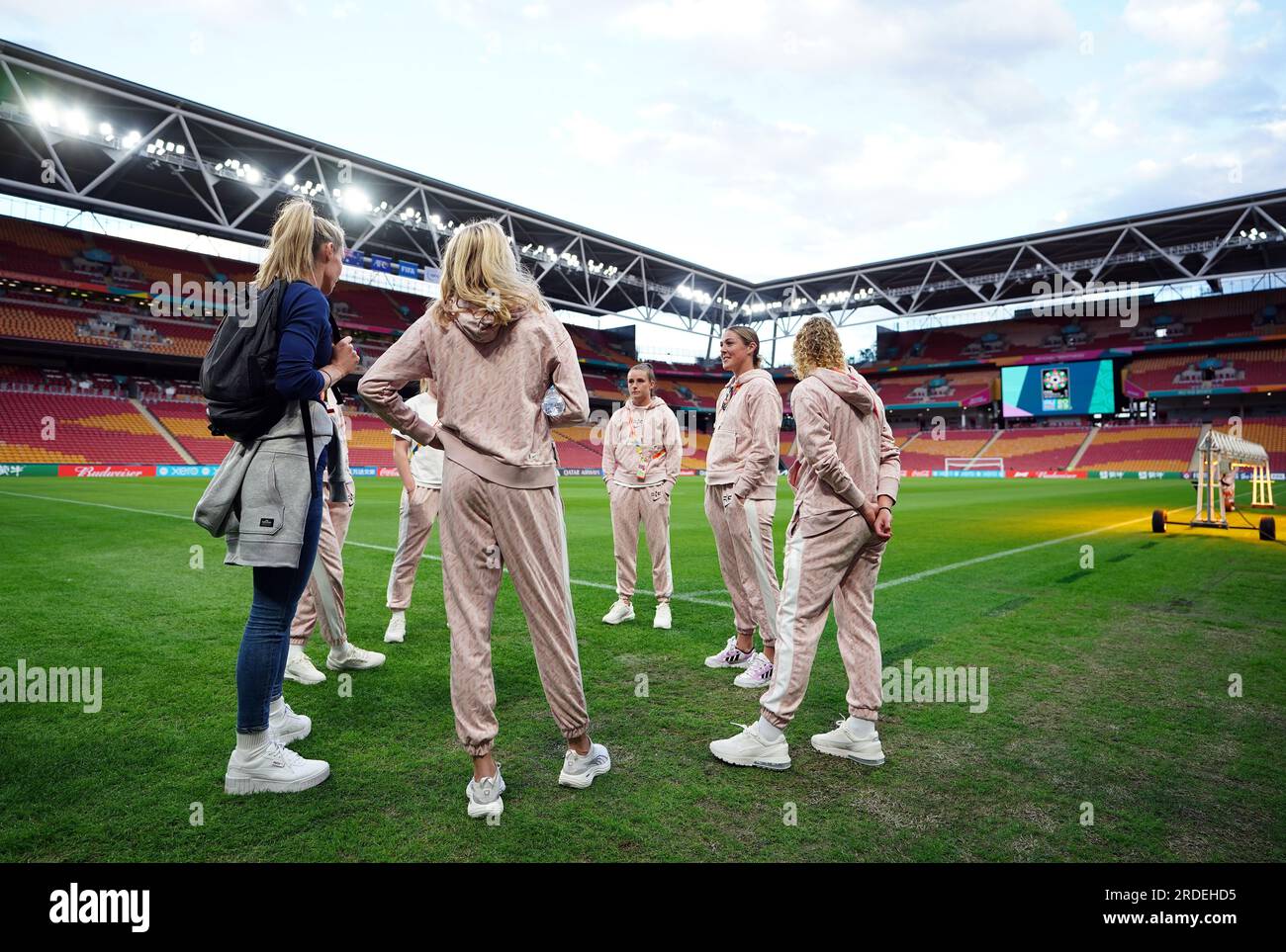 England players at the Brisbane Stadium, Australia, following a press ...
