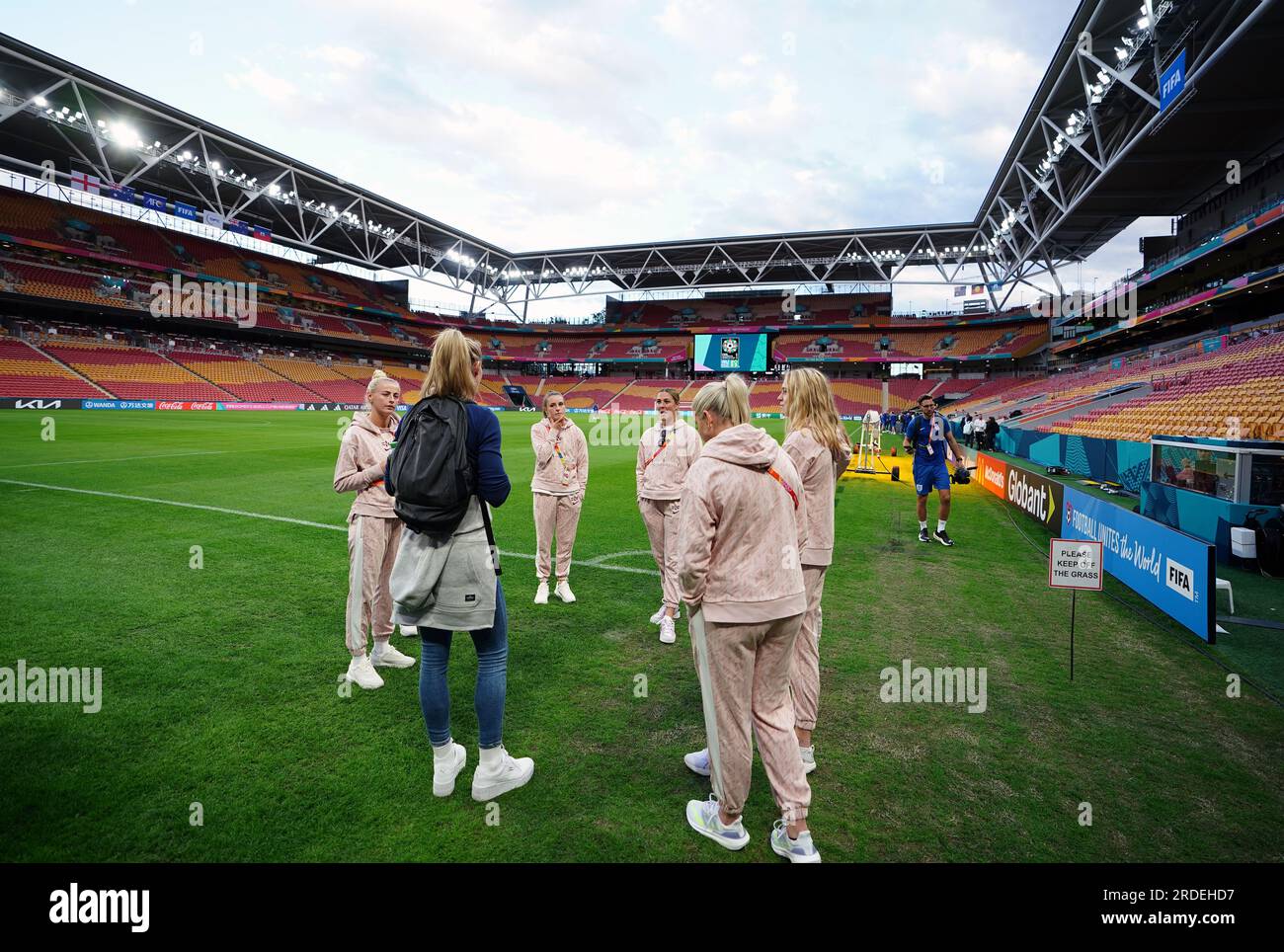 England players at the Brisbane Stadium, Australia, following a press ...