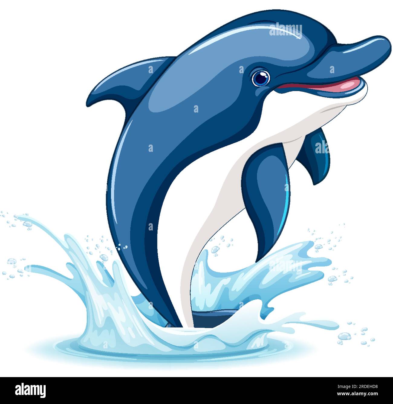 A cartoon vector illustration of a dolphin jumping out of the water ...