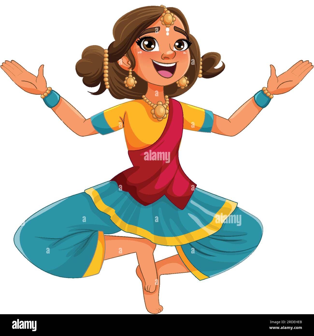 Indian cartoon characters in traditional cultural outfit illustration ...