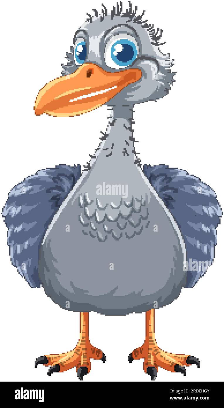 A vector cartoon illustration of a cute emu bird isolated on a white ...