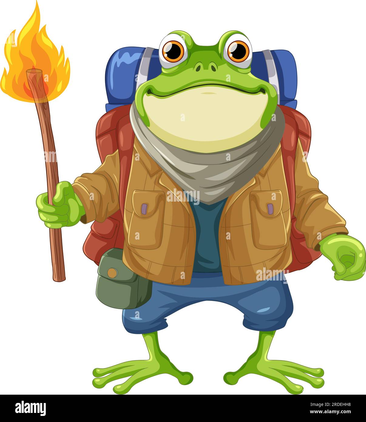 Frog Backpack Traveler Cartoon Character illustration Stock Vector ...