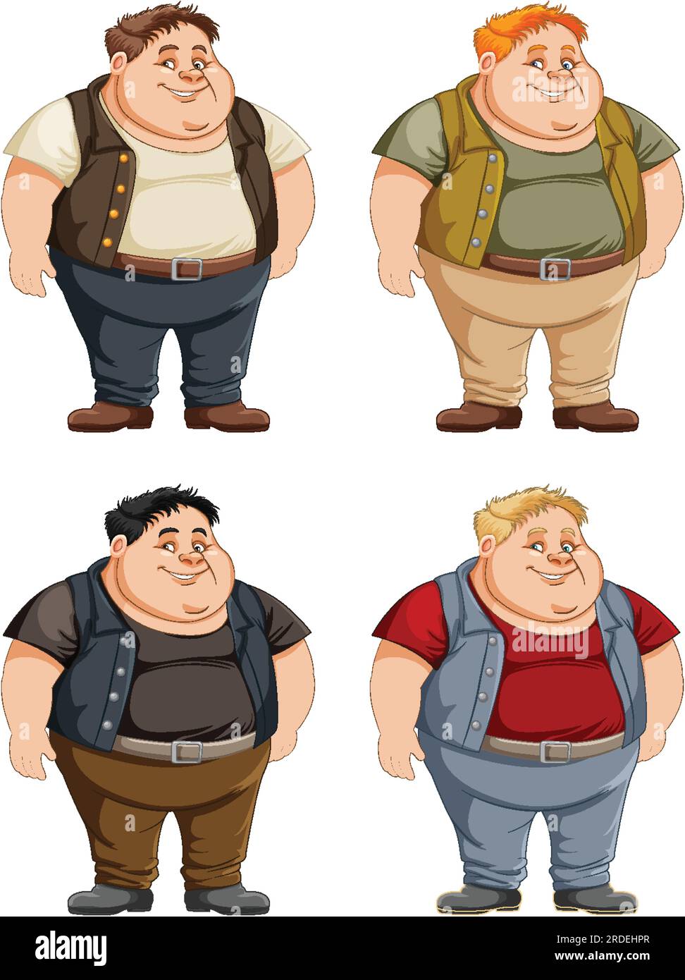 Set of overweight male cartoon character illustration Stock Vector ...