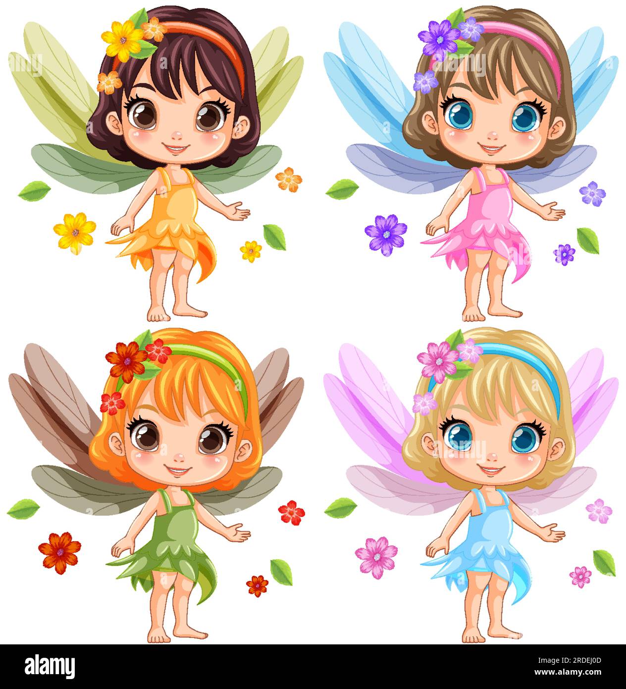 Cute fantasy fairy cartoon character illustration Stock Vector Image ...