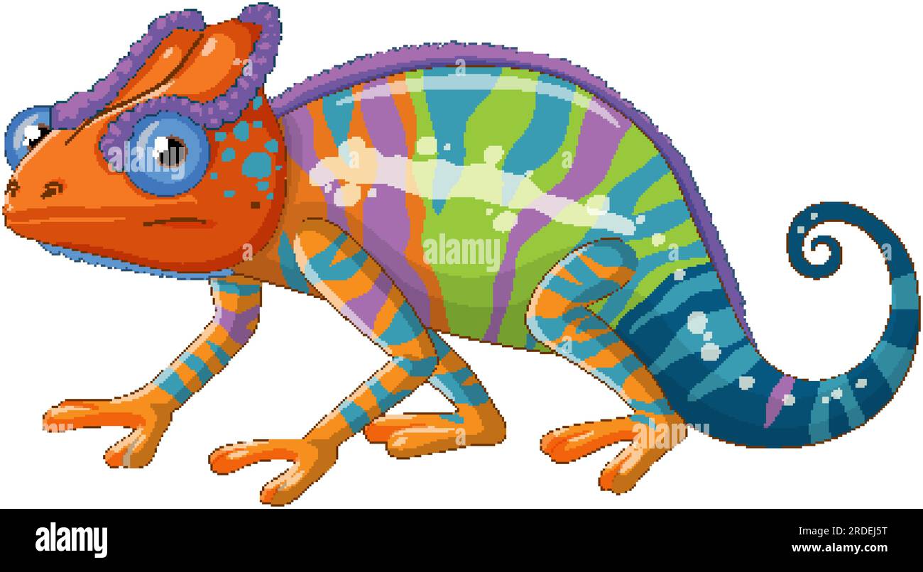 Cute colourful chameleon cartoon isolated illustration Stock Vector ...