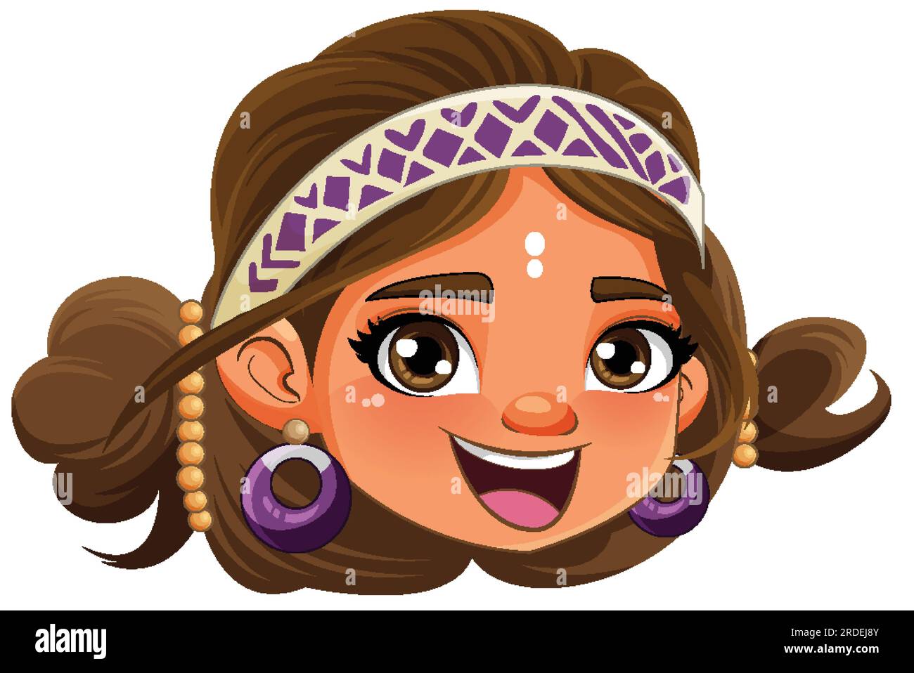 Indian woman cartoon character face smiling illustration Stock Vector ...