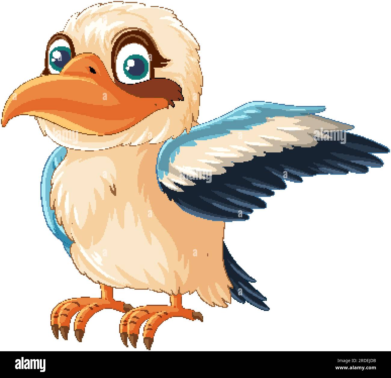 A cartoon illustration of a cute Kookaburra bird standing with one wing ...