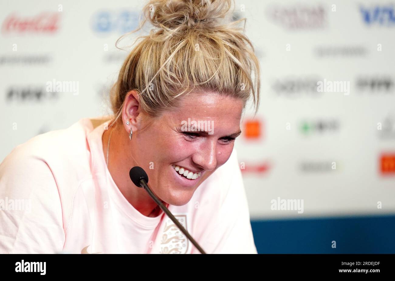 England's Millie Bright during a press conference at Brisbane Stadium ...