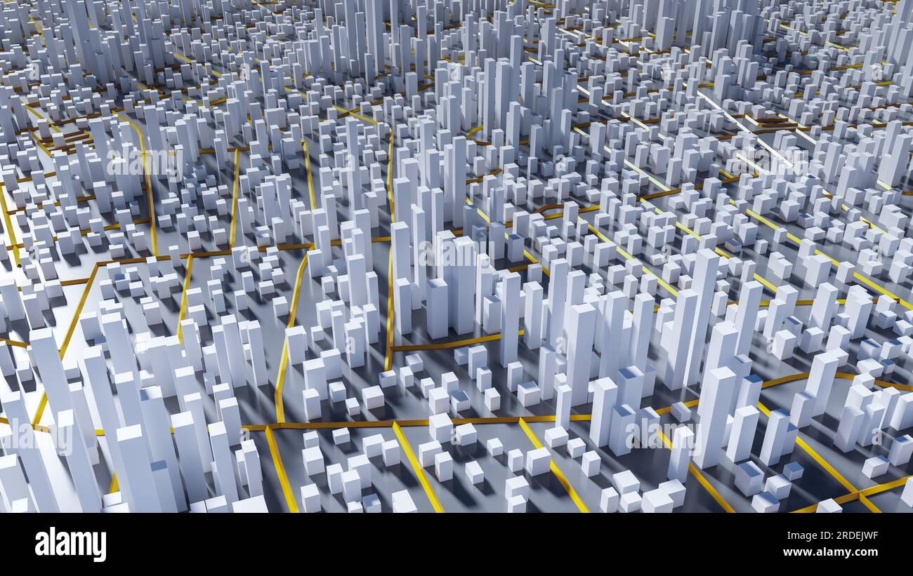 Concept background with simplified color scheme of big city buildings ...