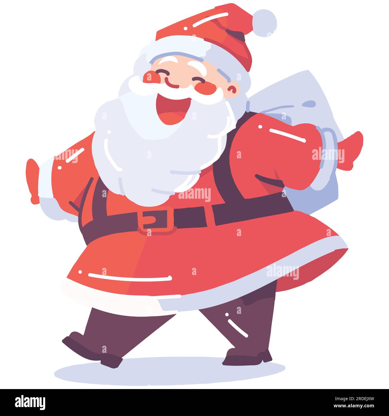Hand Drawn Happy Santa character in flat style isolated on background ...