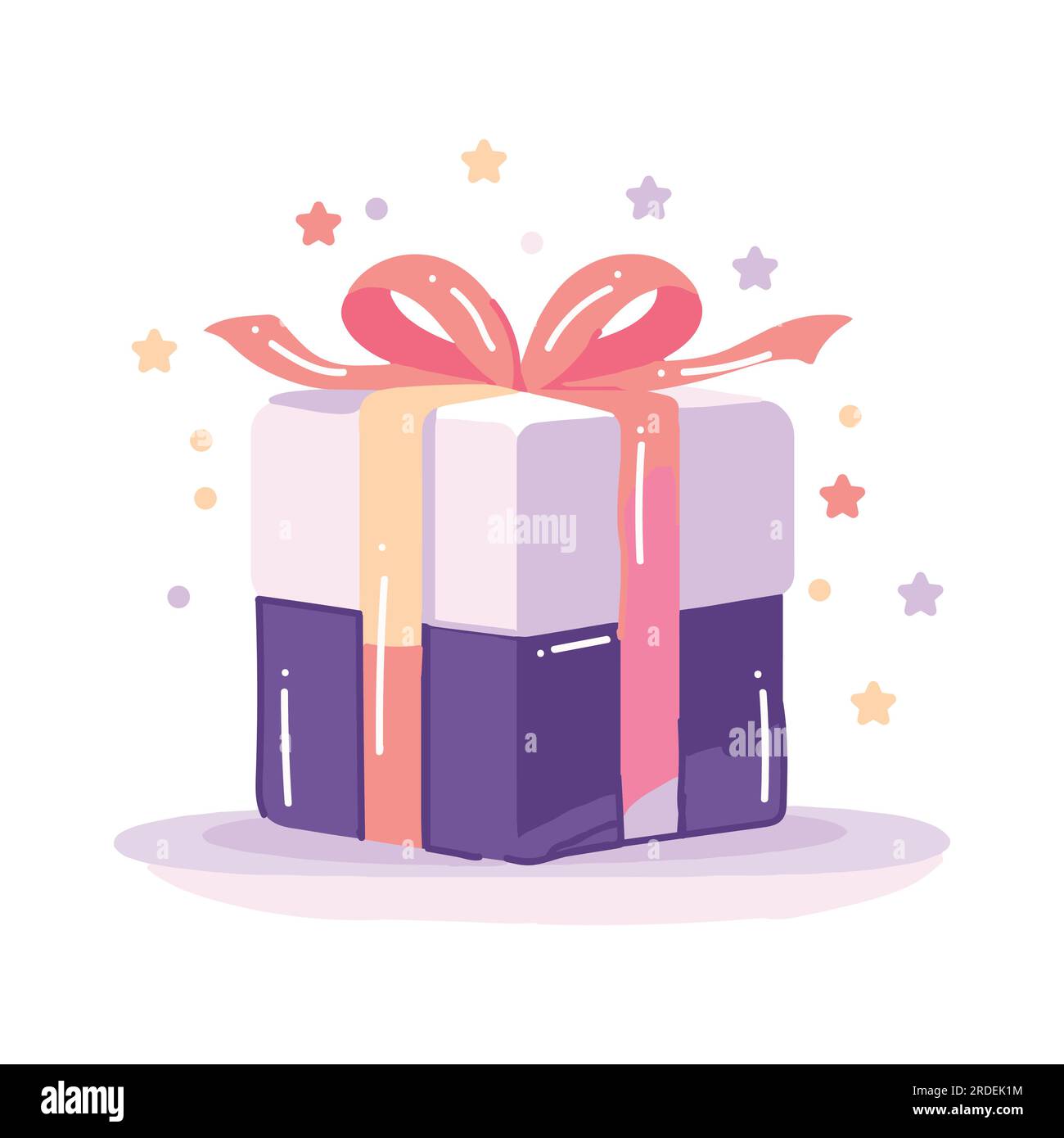 Hand Drawn christmas gift box in flat style isolated on background ...