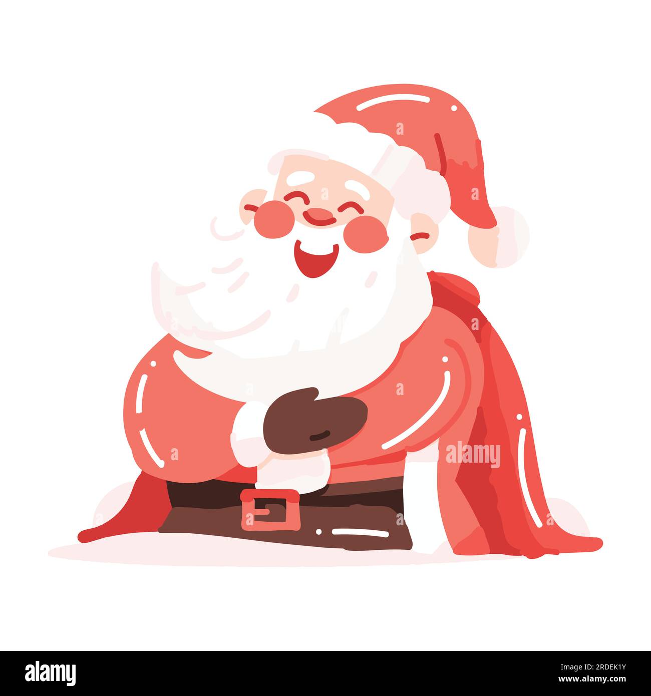 Hand Drawn Happy Santa character in flat style isolated on background ...