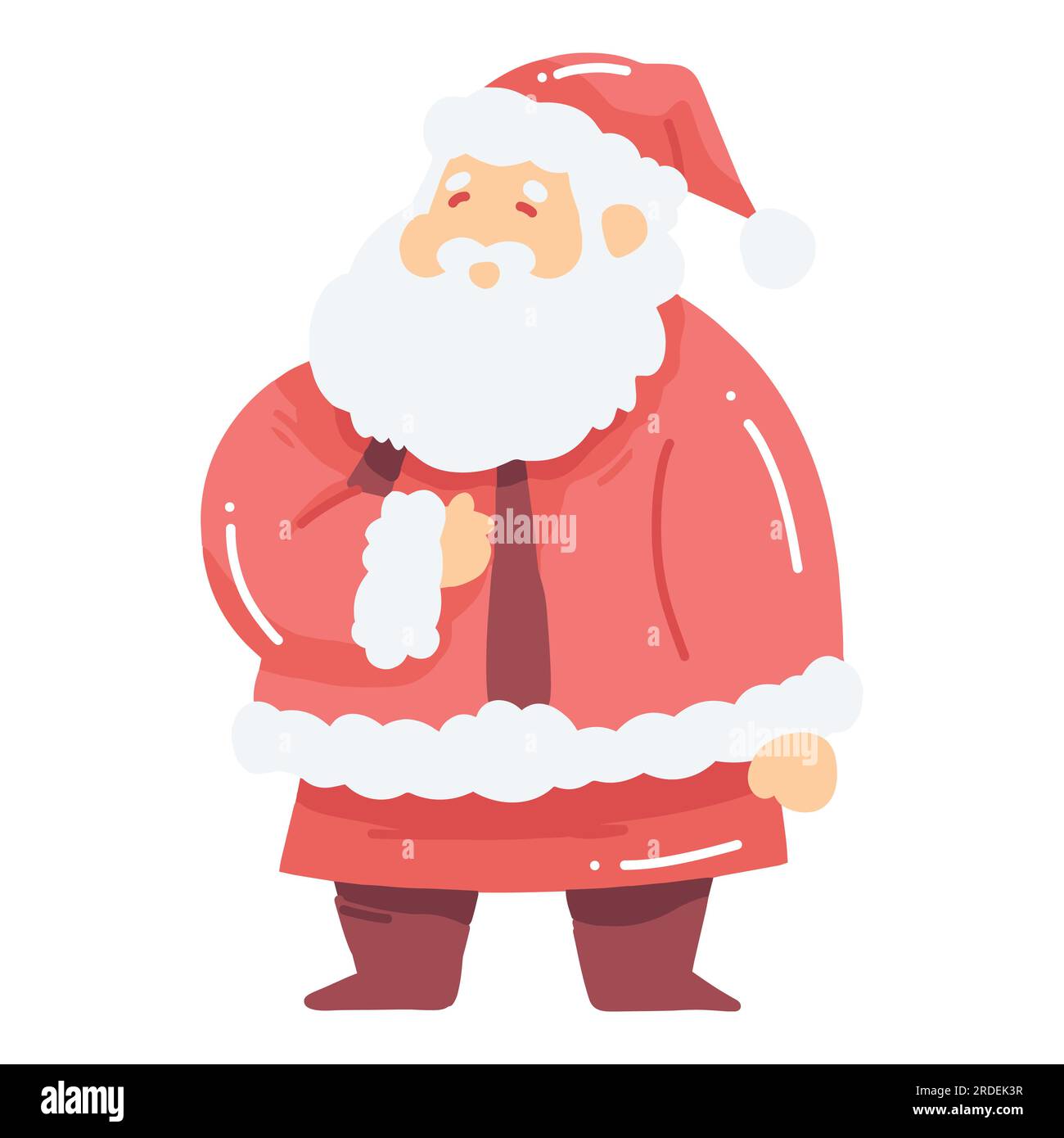 Hand Drawn Happy Santa character in flat style isolated on background ...