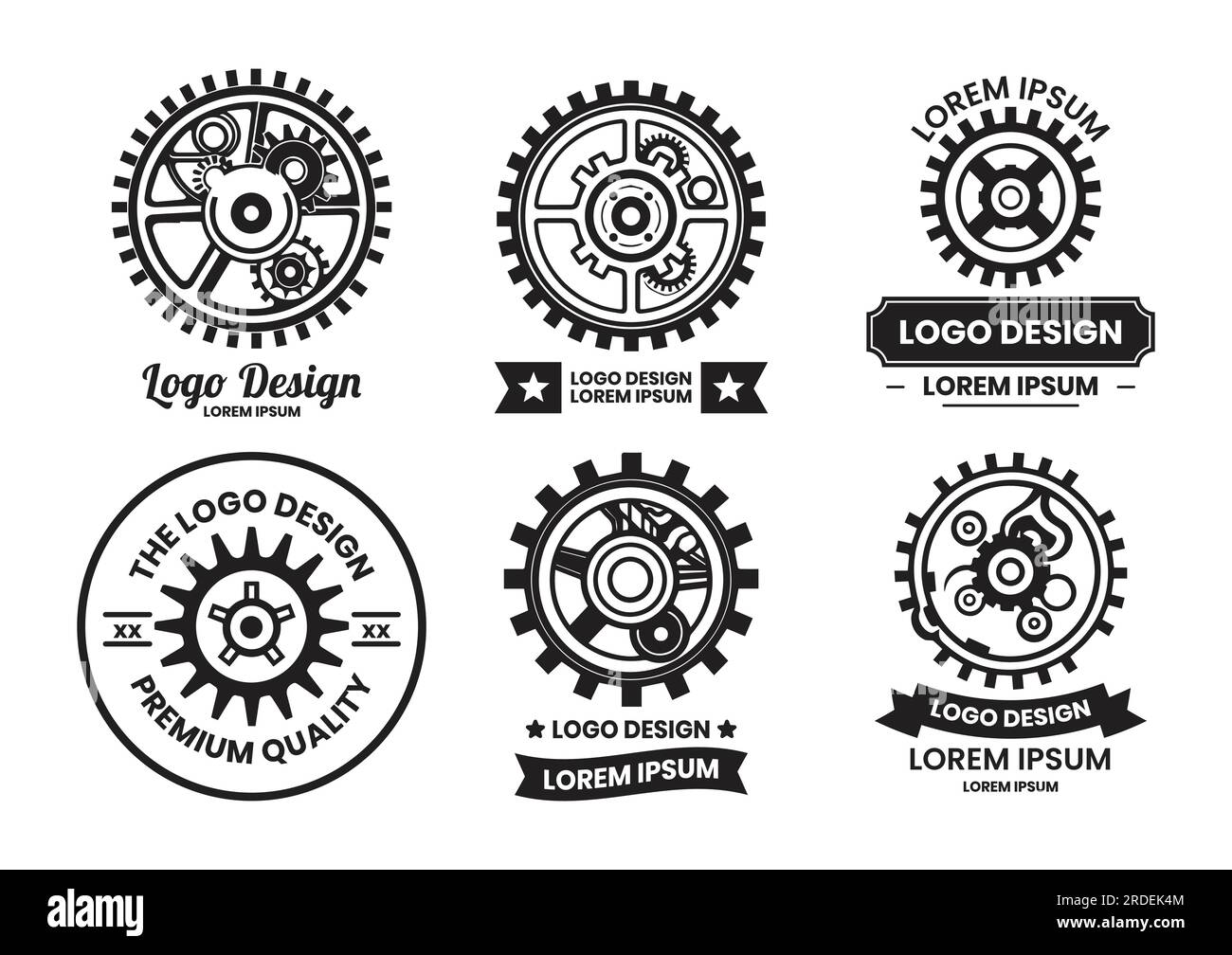 mechanic or engineer logo in flat line art style isolated on background ...