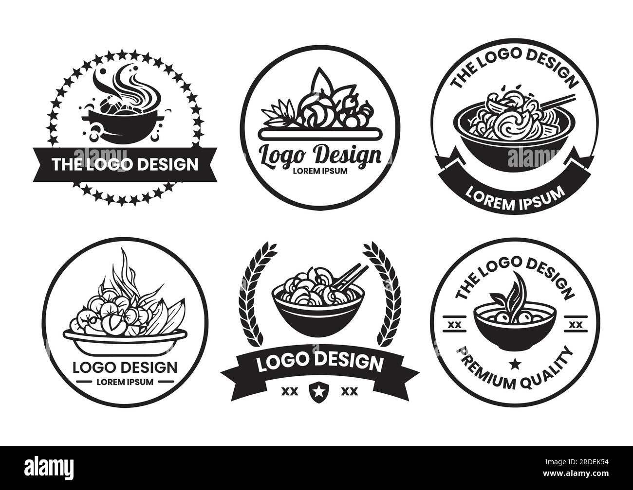 Thai restaurant logo in flat line art style isolated on background ...