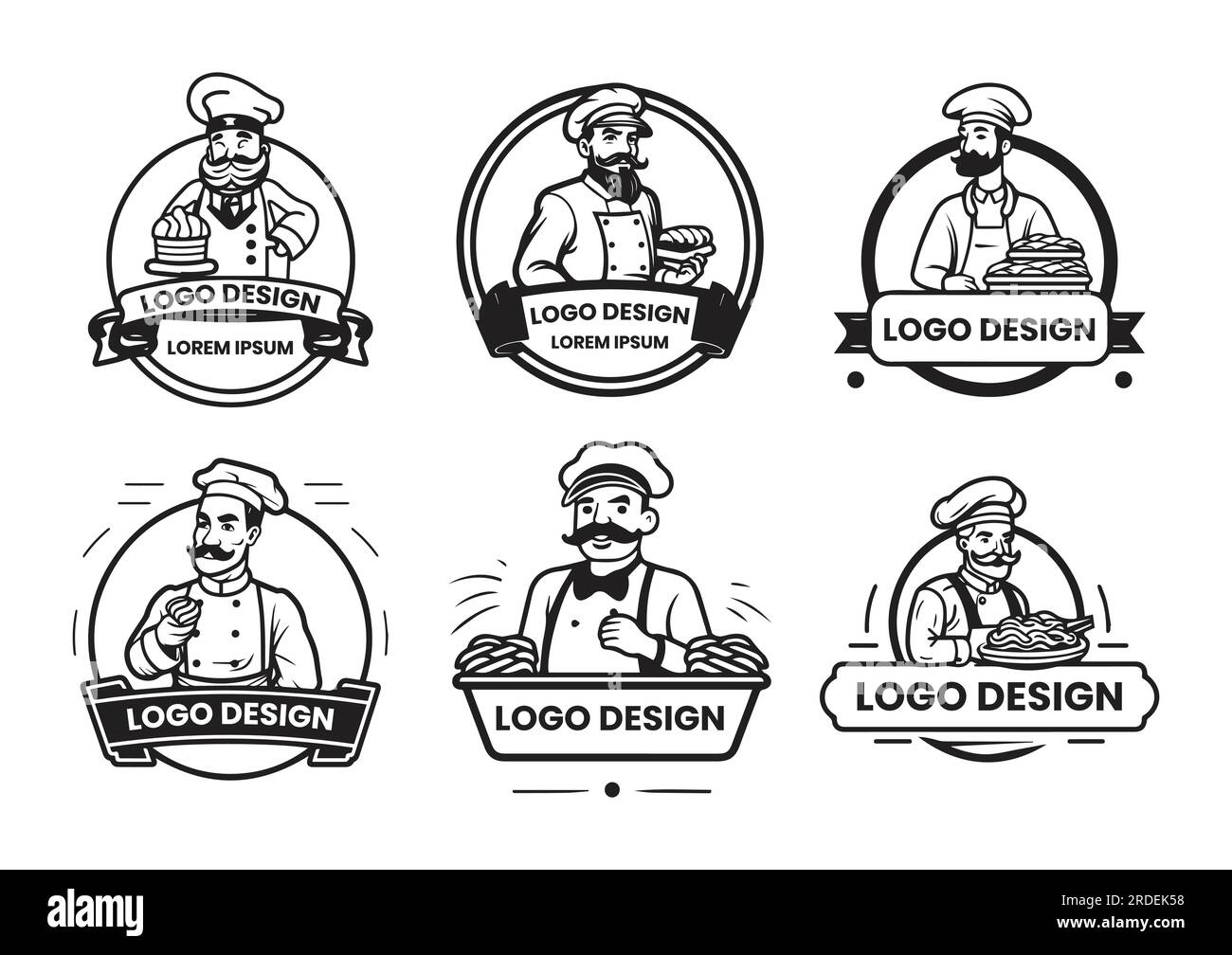 male chef logo in flat line art style isolated on background Stock ...