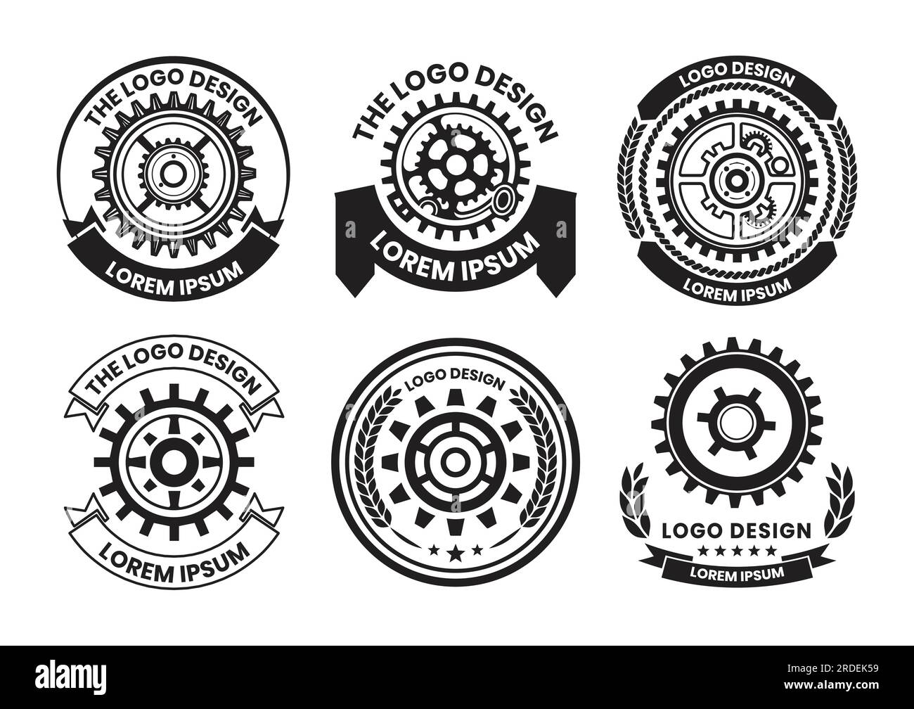 mechanic or engineer logo in flat line art style isolated on background ...