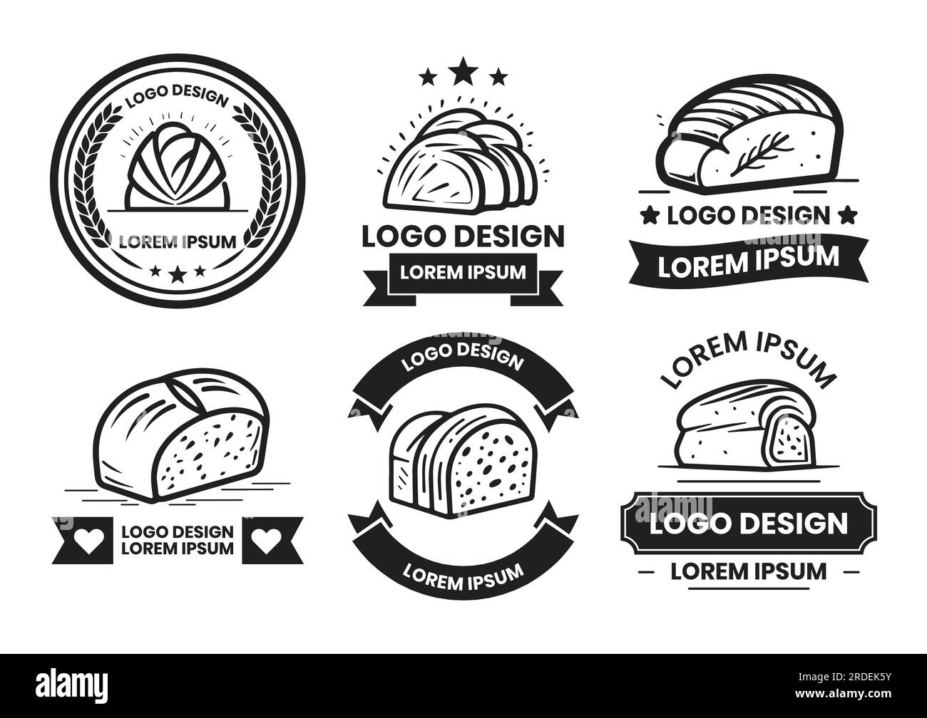 bread loaf logo in flat line art style isolated on background Stock ...