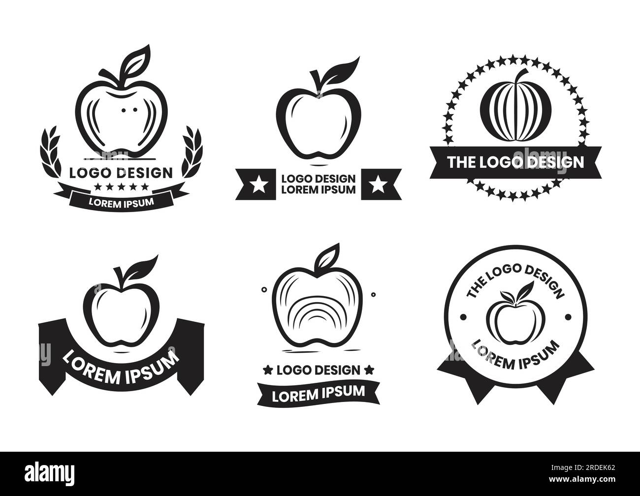 apple logo in flat line art style isolated on background Stock Vector ...