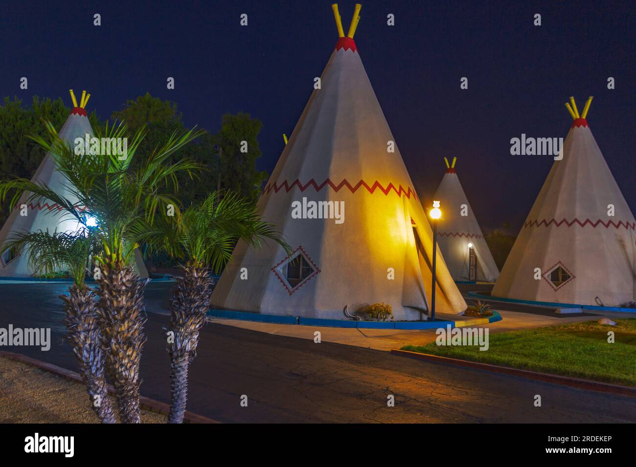 Historic Wigwam Motel on Route 66, San Bernardino, CA: A Nighttime Long ...