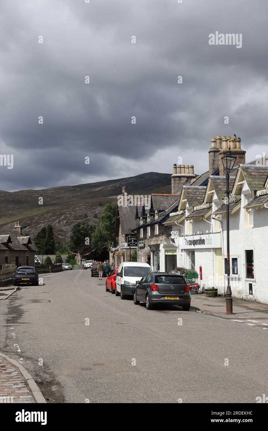 Braemar street scene including Braemar Co-op Scotland July 2023 Stock ...