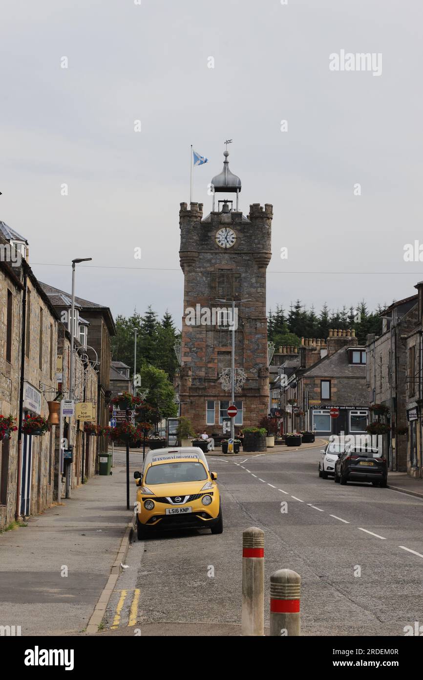 Dufftown street scene with Dufftown Clock Tower / Town House Moray ... Dufftown street scene with Dufftown Clock Tower / Town House Moray ...