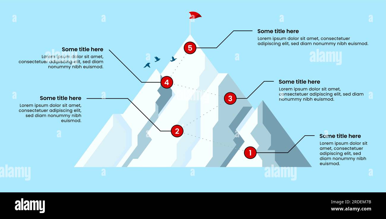 Infographic template with 5 options or steps. Mountain. Can be used for ...