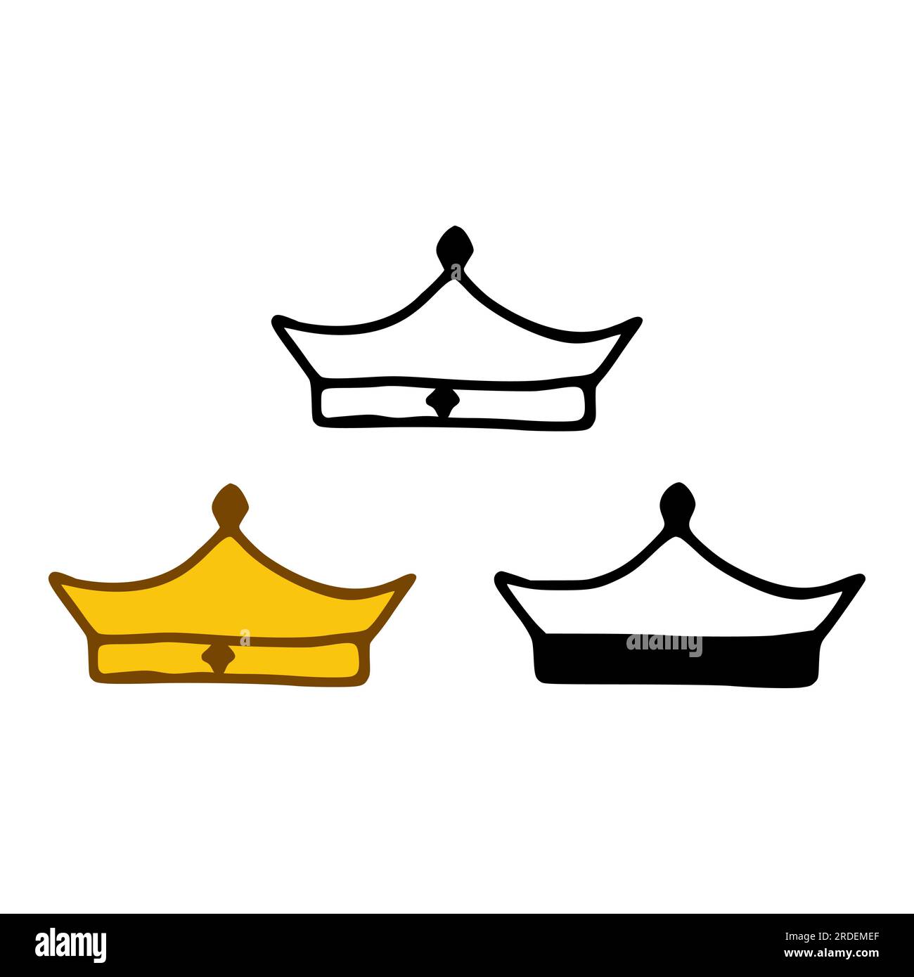Crown icon set in doodles styles isolated on white background. Royal or ...