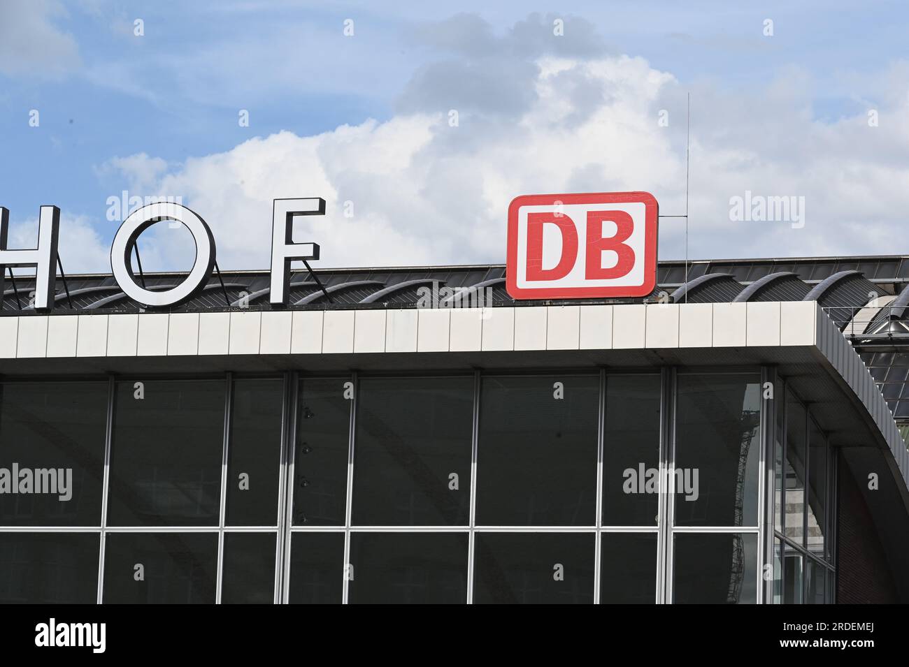 Cologne, Germany. 12th July, 2023. Logo, lettering of DB Deutsche Bahn ...