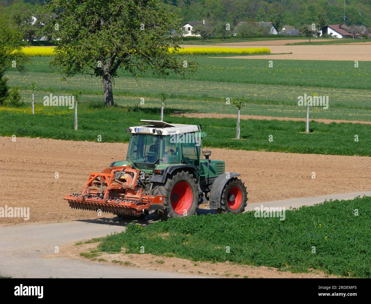 Field Landscape in Spring, Tractor Stock Photo - Alamy