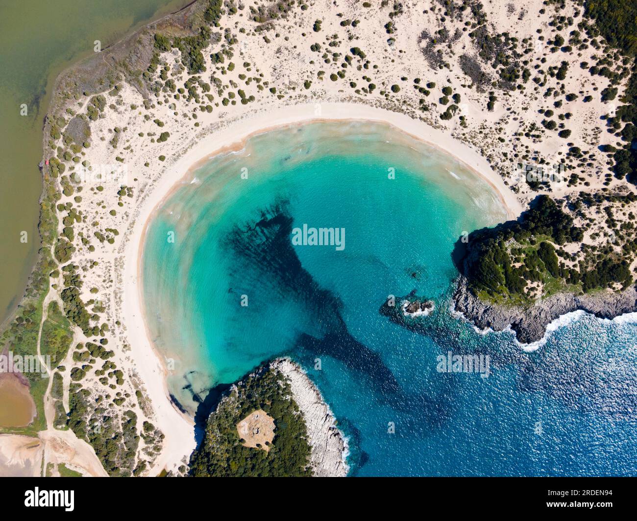 Drone shot, Voidokilia Bay, Voidokilia Bay, Ox Belly Bay, Pylos ...