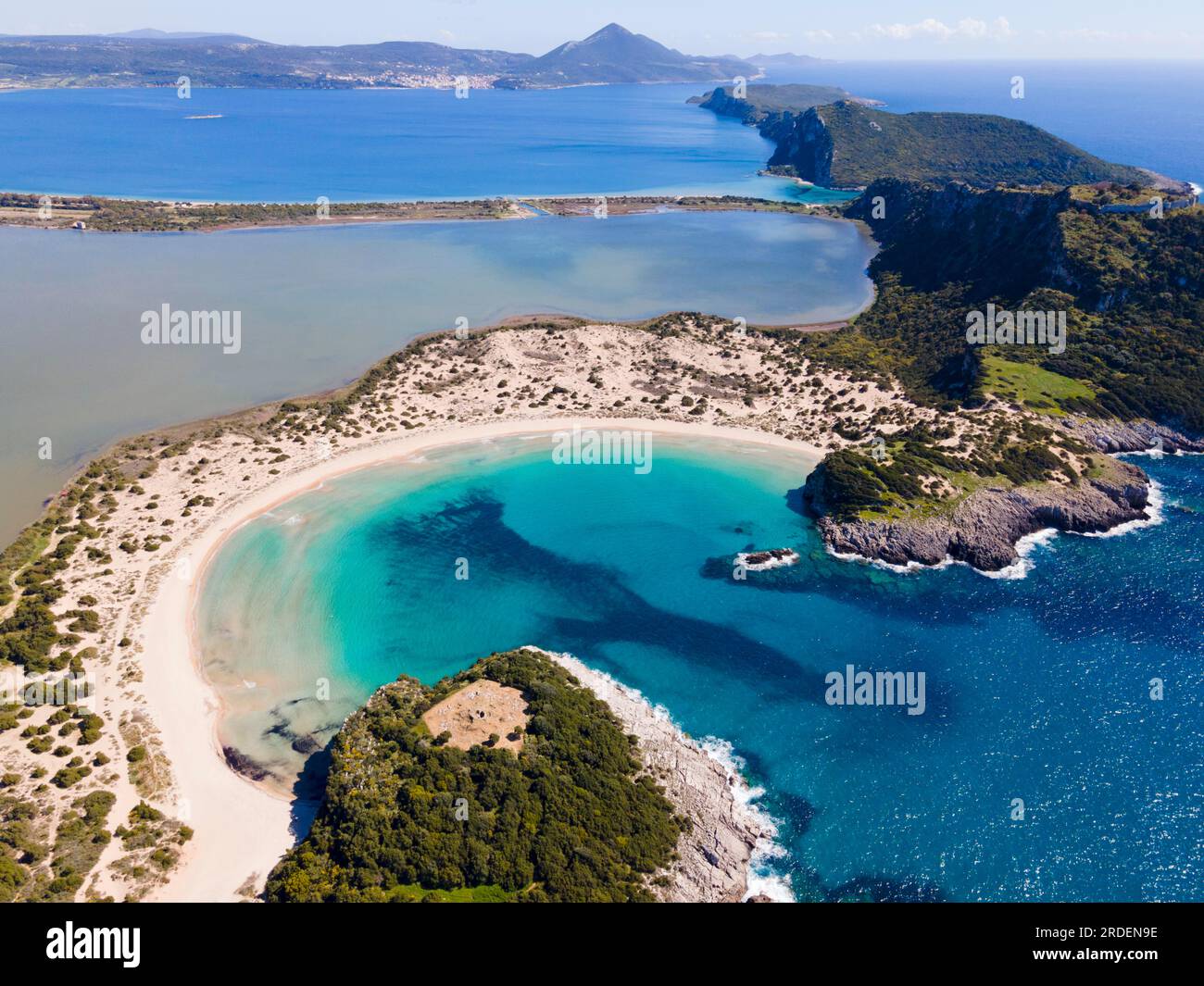 Drone shot, Voidokilia Bay, Voidokilia Bay, Ox Belly Bay, Pylos ...