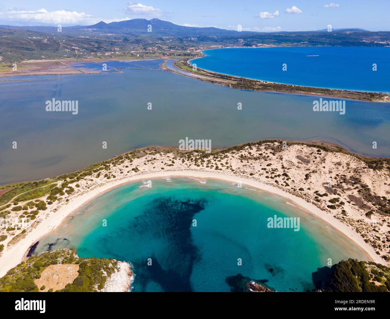 Drone shot, Voidokilia Bay, Voidokilia Bay, Ox Belly Bay, Pylos ...